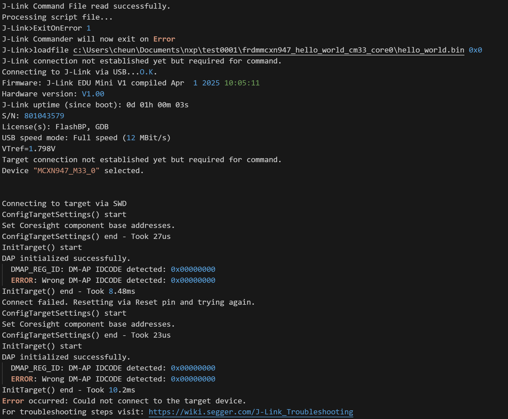 Cannot debug MCXN947 - NXP Community