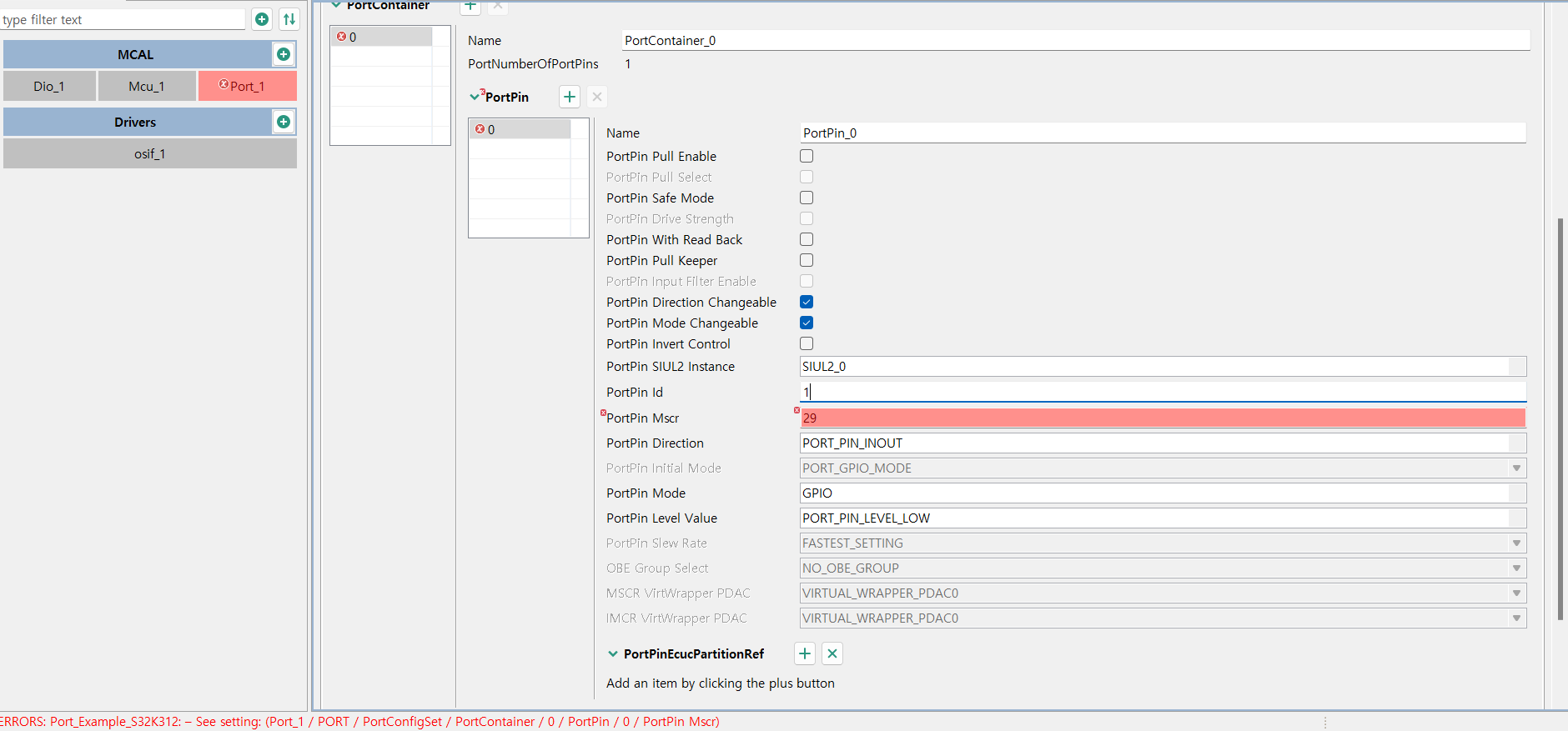 Re: AUTOSAR 4.4 MCAL Port Module configuration - NXP Community