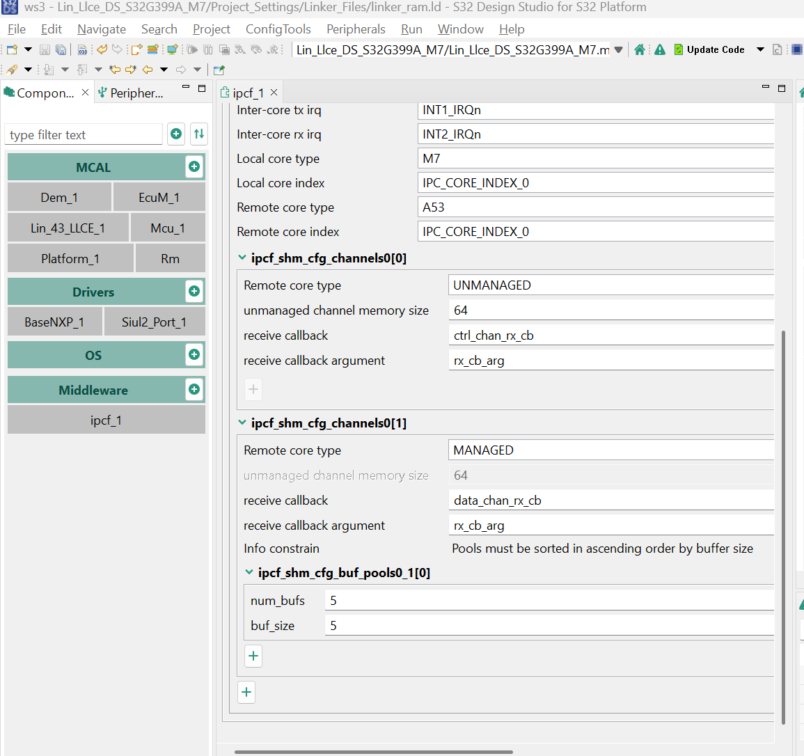 Adding IPCF functionality to existing S32DS project. - NXP Community