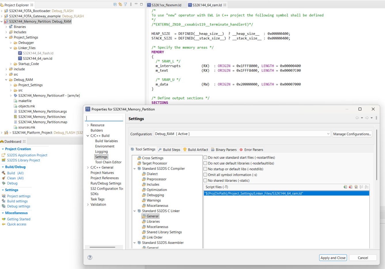 Re: memory partitioning for dual applications (A/B swap) on S32K144 ...