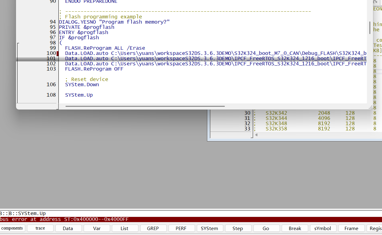 Encountering a Bus Error while flashing software with Trace32. - NXP ...
