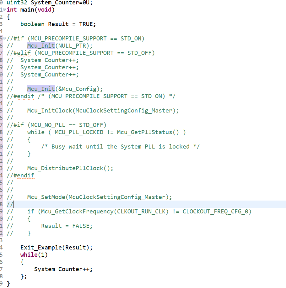 The S32K312 chip enters the hard_fault interrupt after MCU_Init is ...