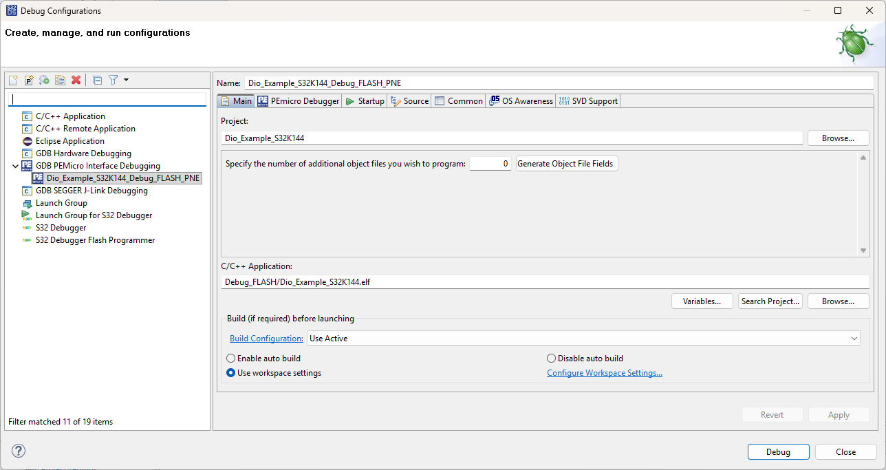 Unable to Debug dio_ToggledLED_S32K144 Example – Debug Error After ...