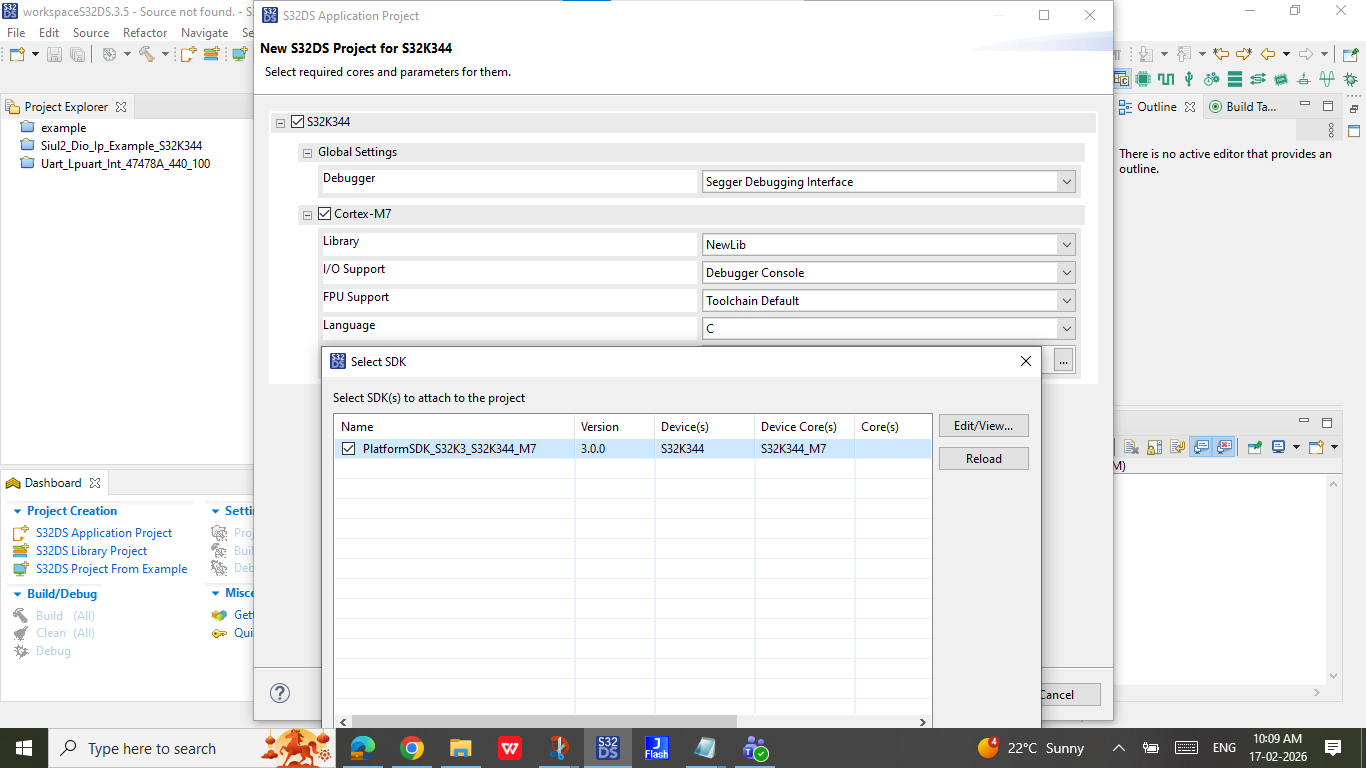 The S32K344 WB board can be connected to the Segger J-Link debugger ...