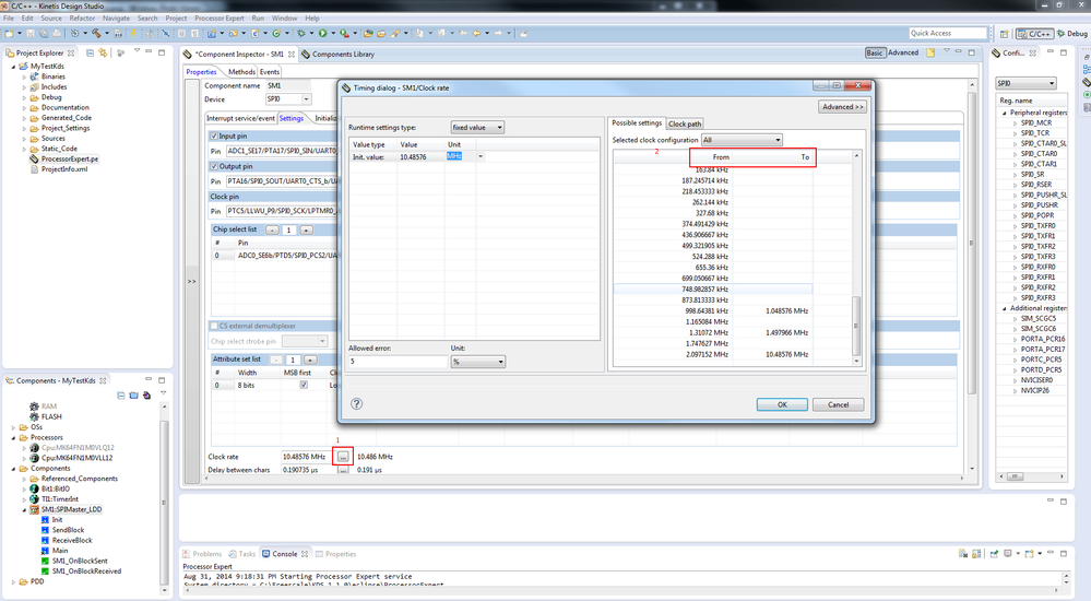 Solved: FRDM K64F KDS PE SPI Clock Rate setting - NXP Community