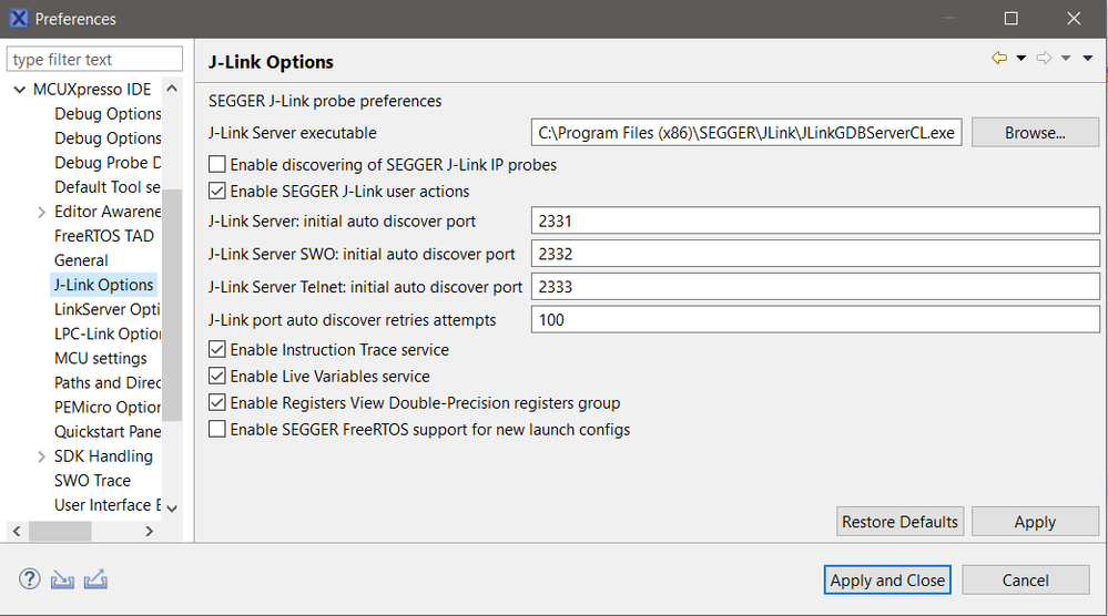 MCUXpresso 11.0.1 - J-Link support unavailable - NXP Community